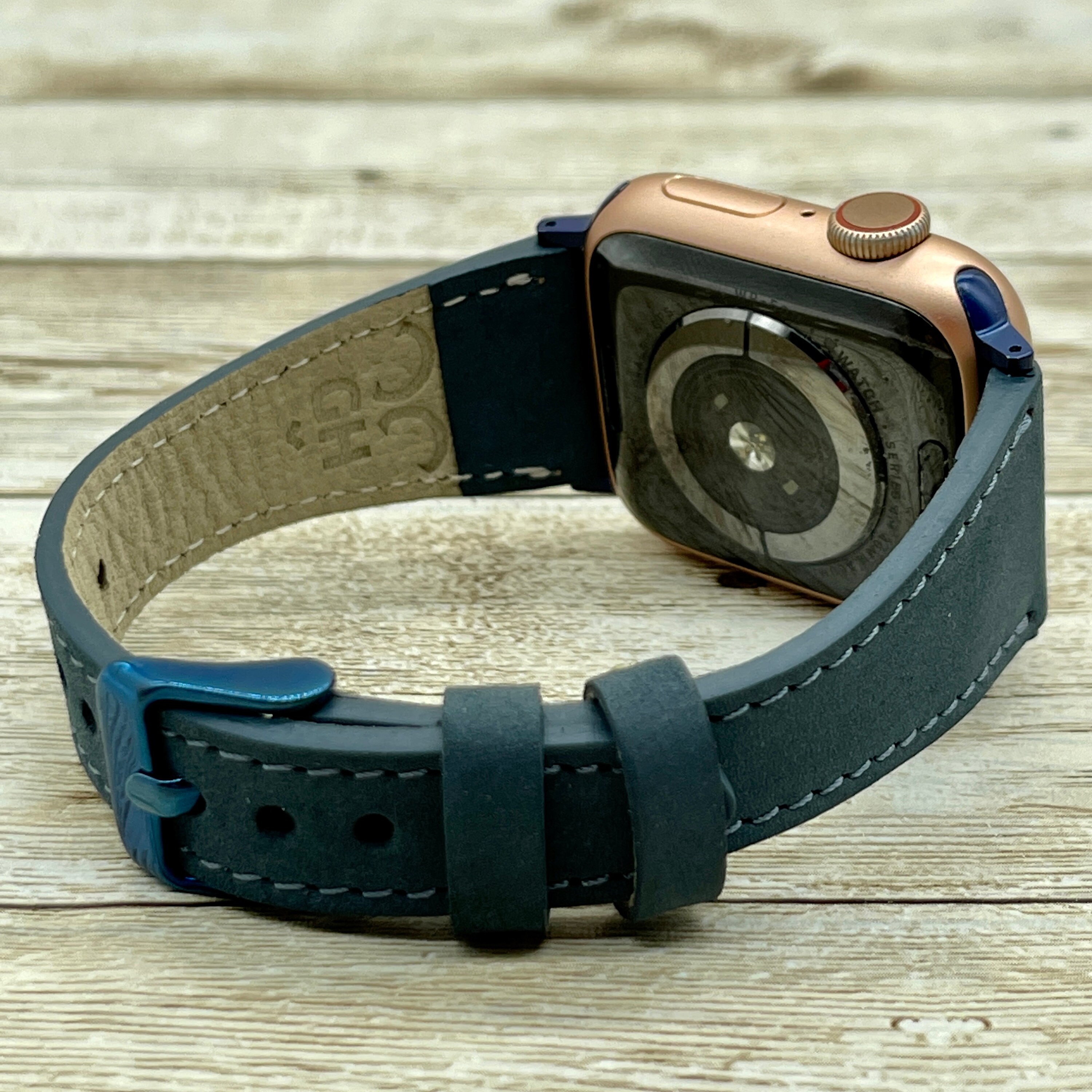 Navy Blue Slim Apple Watch Band Brown Leather Apple Watch - Etsy