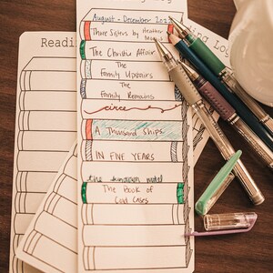 Reading Log, Stacked Book Reading Log Bookmark - Etsy