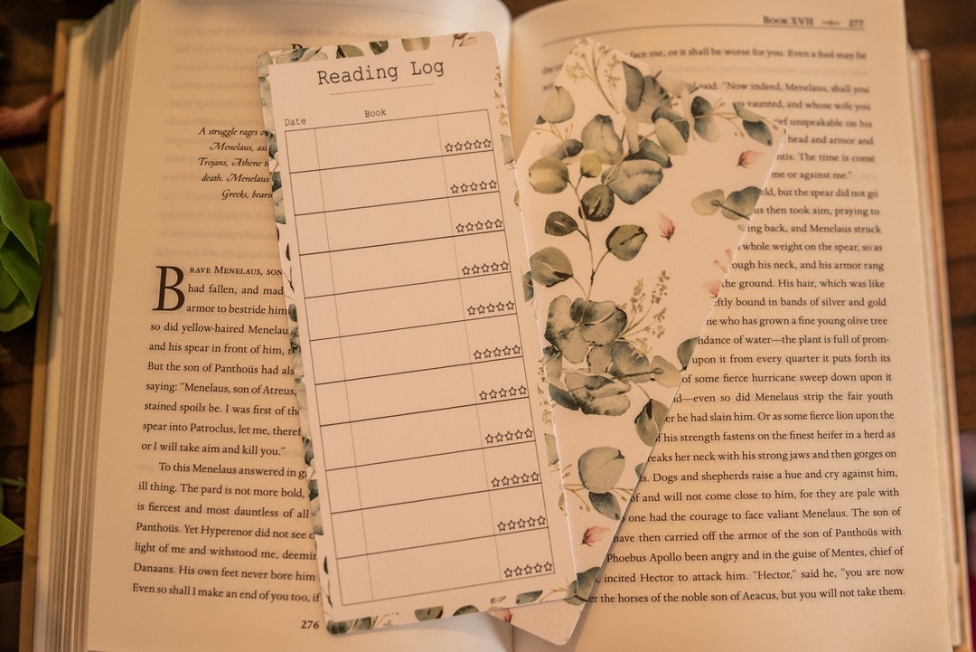 Classic Reading Log, Greenery Background - Etsy