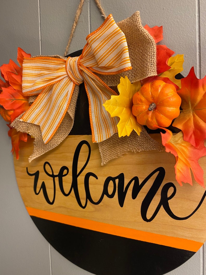 Welcome - Pumpkin - 14" Fall Door Sign - Etsy