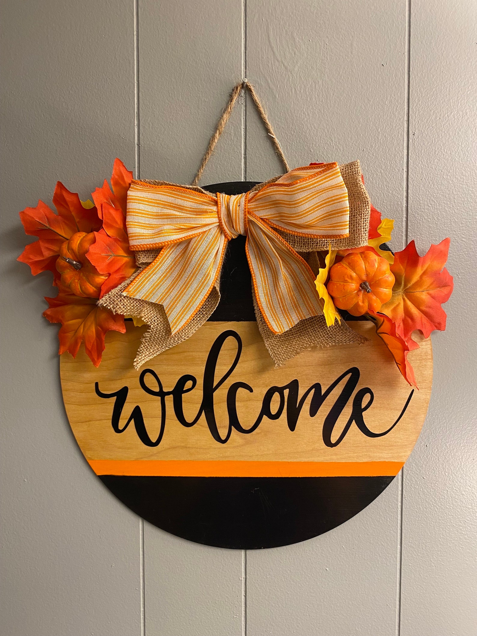 Welcome - Pumpkin - 14" Fall Door Sign - Etsy