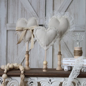 Textile Hearts (set of Three) - Etsy