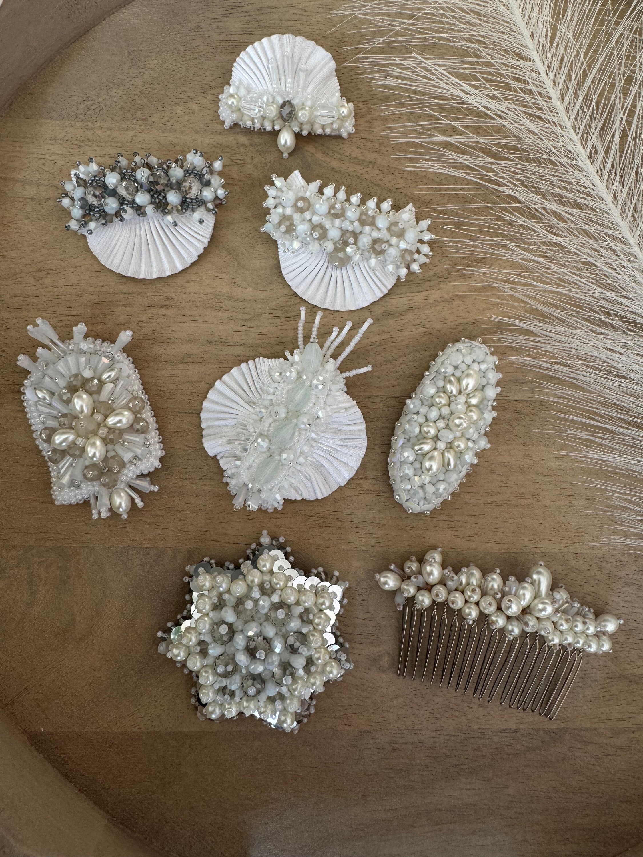 Bridal Hair Clip- Bridal Pearls Hair Accessory; Bride Veil Accessory ...
