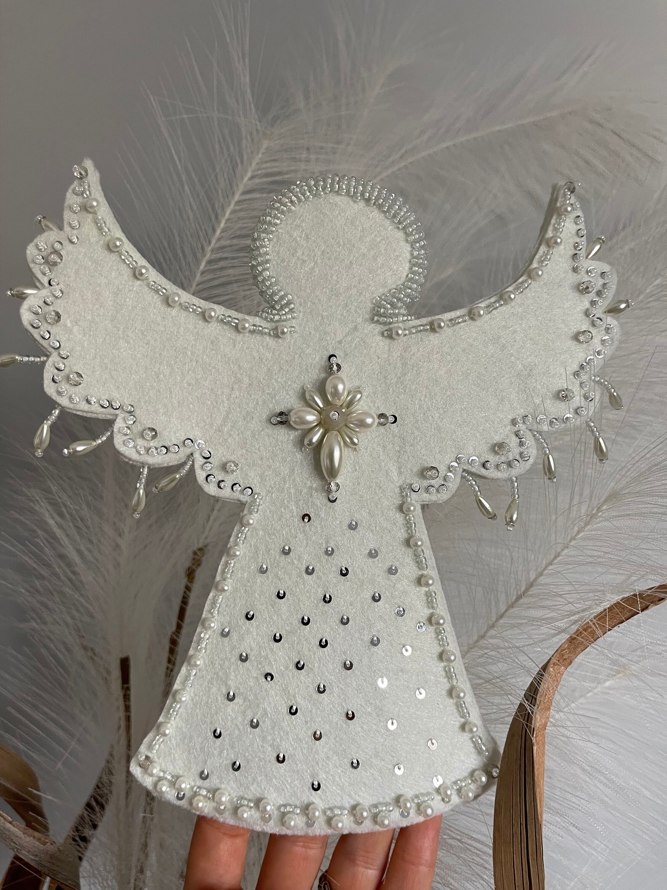 Archangel Gabriel Tree Topper Pearls Angel Tree Topper Silver Angel ...