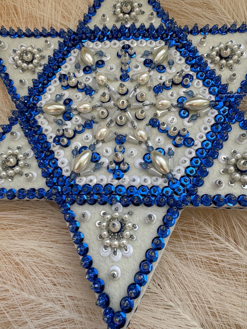 Star of David Beaded Tree Topper; Star of David Wool Felt Ornament; - Etsy