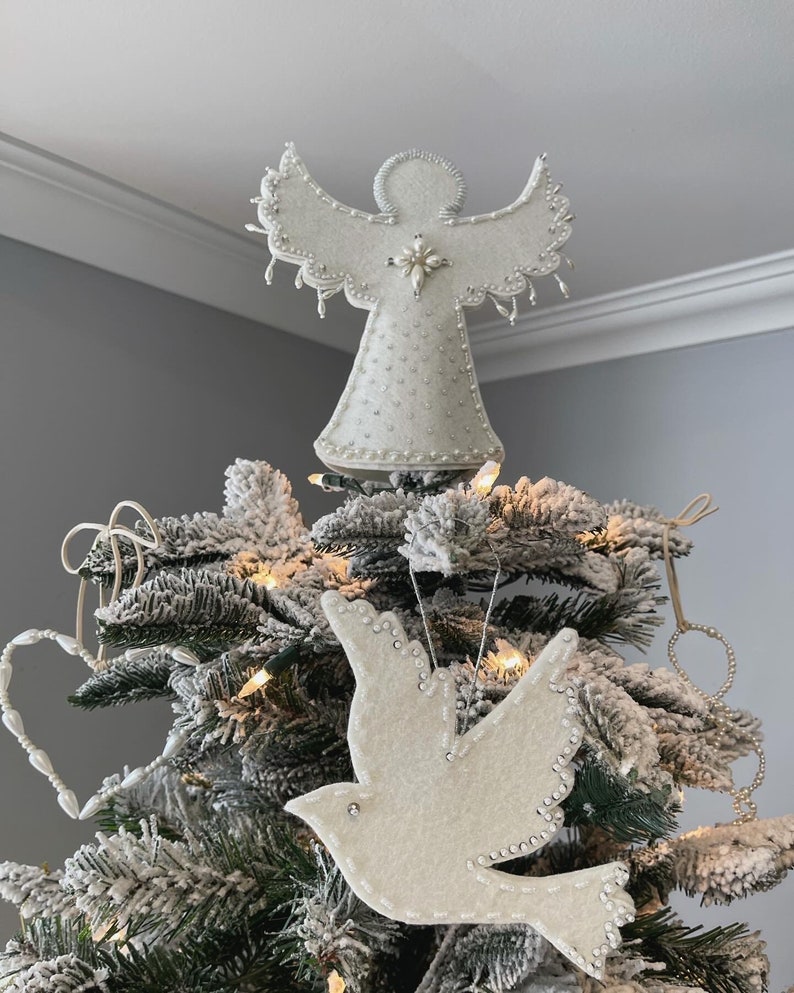 Archangel Gabriel Tree Topper Pearls Angel Tree Topper Silver Angel ...