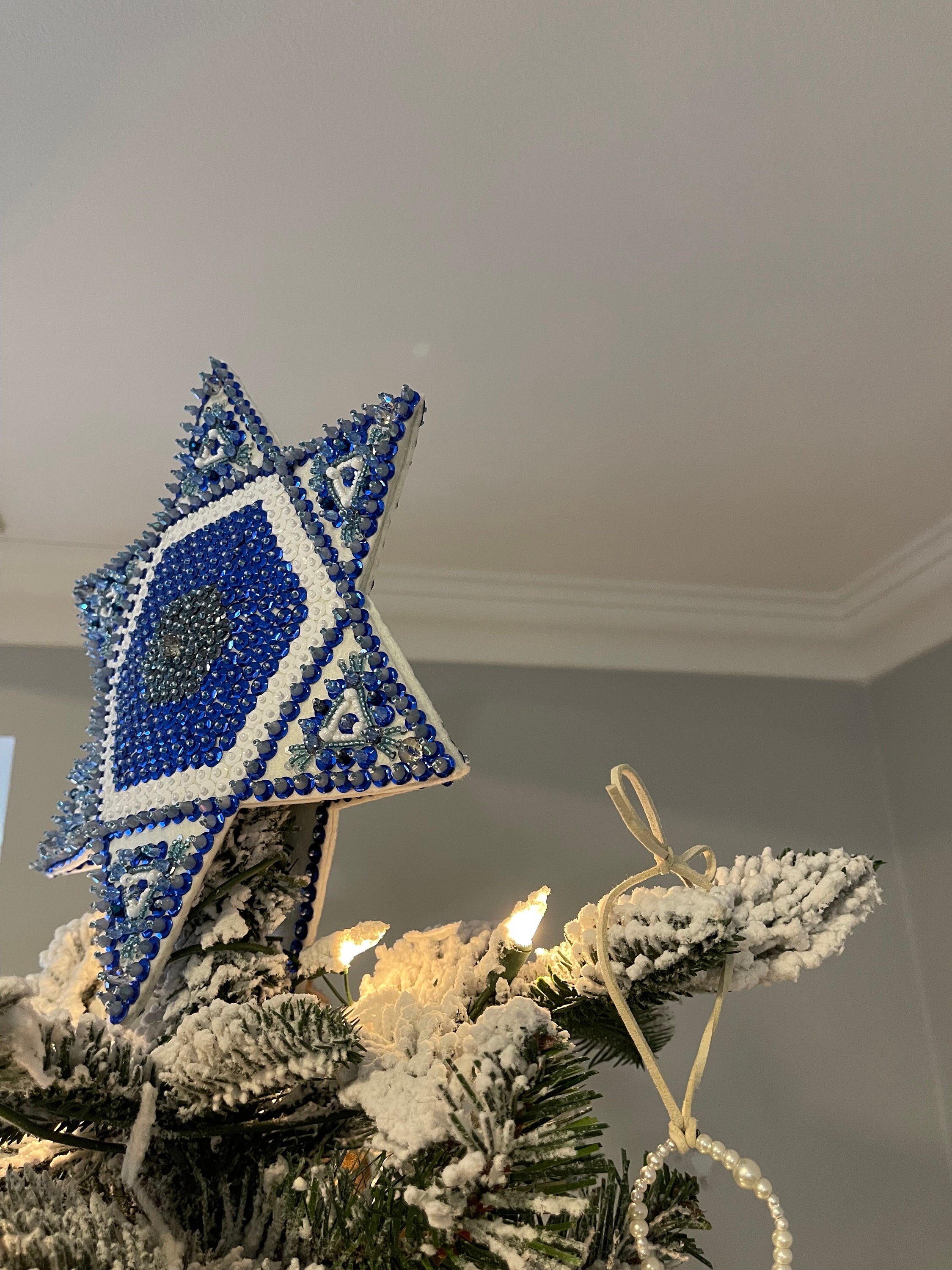 Star of David Beaded Tree Topper; Star of David Wool Felt Ornament; - Etsy