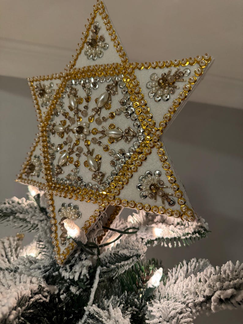 Star of David Beaded Tree Topper; Star of David Wool Felt Ornament; - Etsy