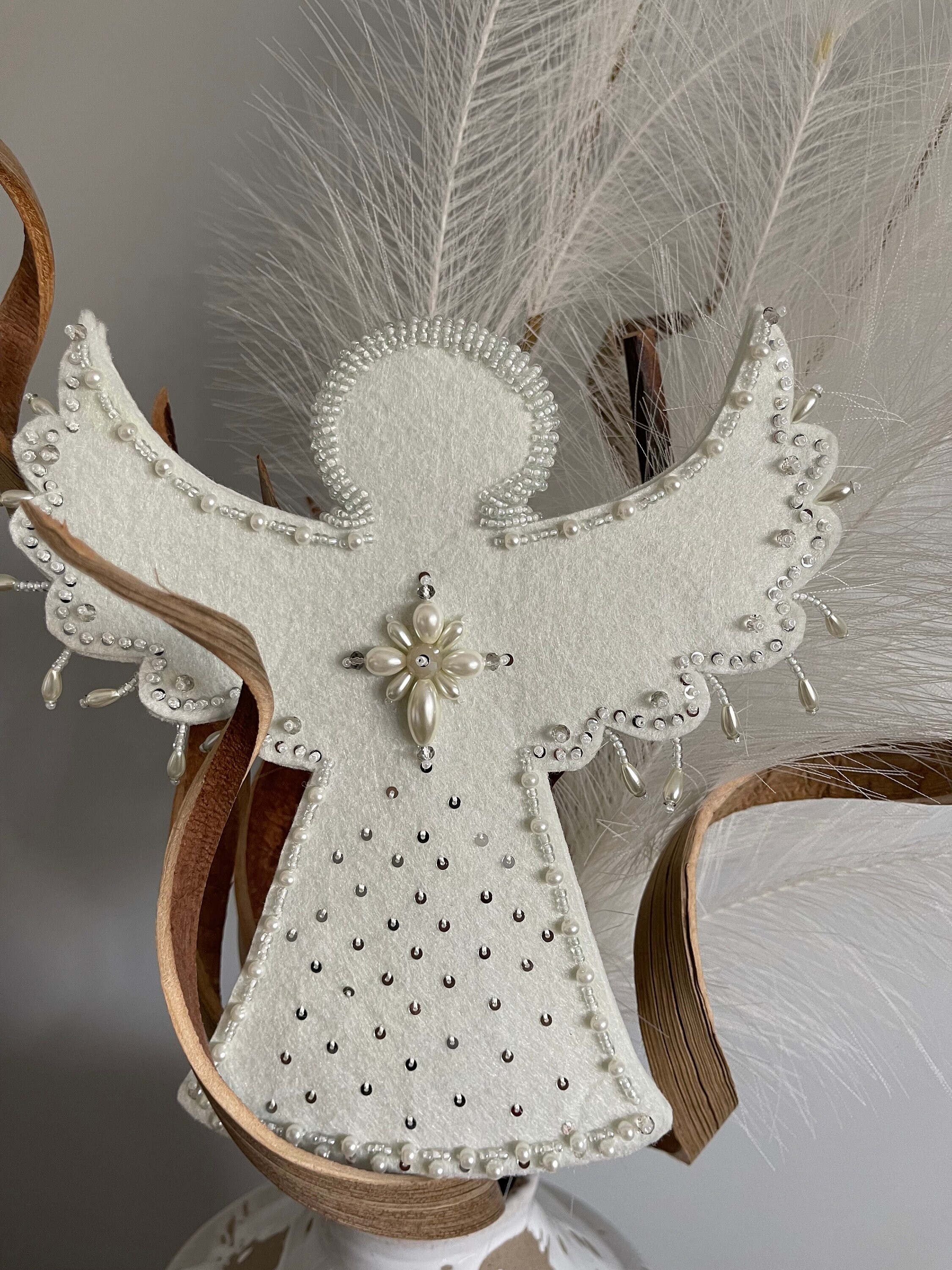 Archangel Gabriel Tree Topper Pearls Angel Tree Topper Silver Angel ...