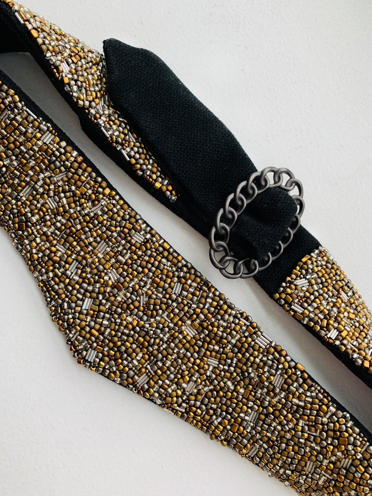 Wide Metallic Belt - Gold Accent Desing Belt/ Beaded Wide Belt for ...