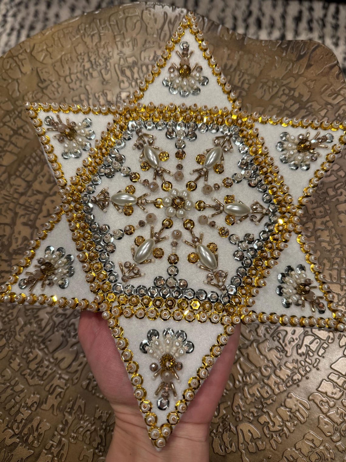 Star of David Beaded Tree Topper; Star of David Wool Felt Ornament; - Etsy