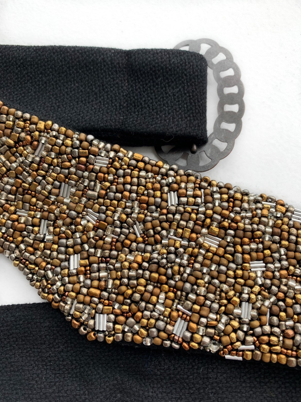 Wide Metallic Belt - Gold Accent Desing Belt/ Beaded Wide Belt for ...