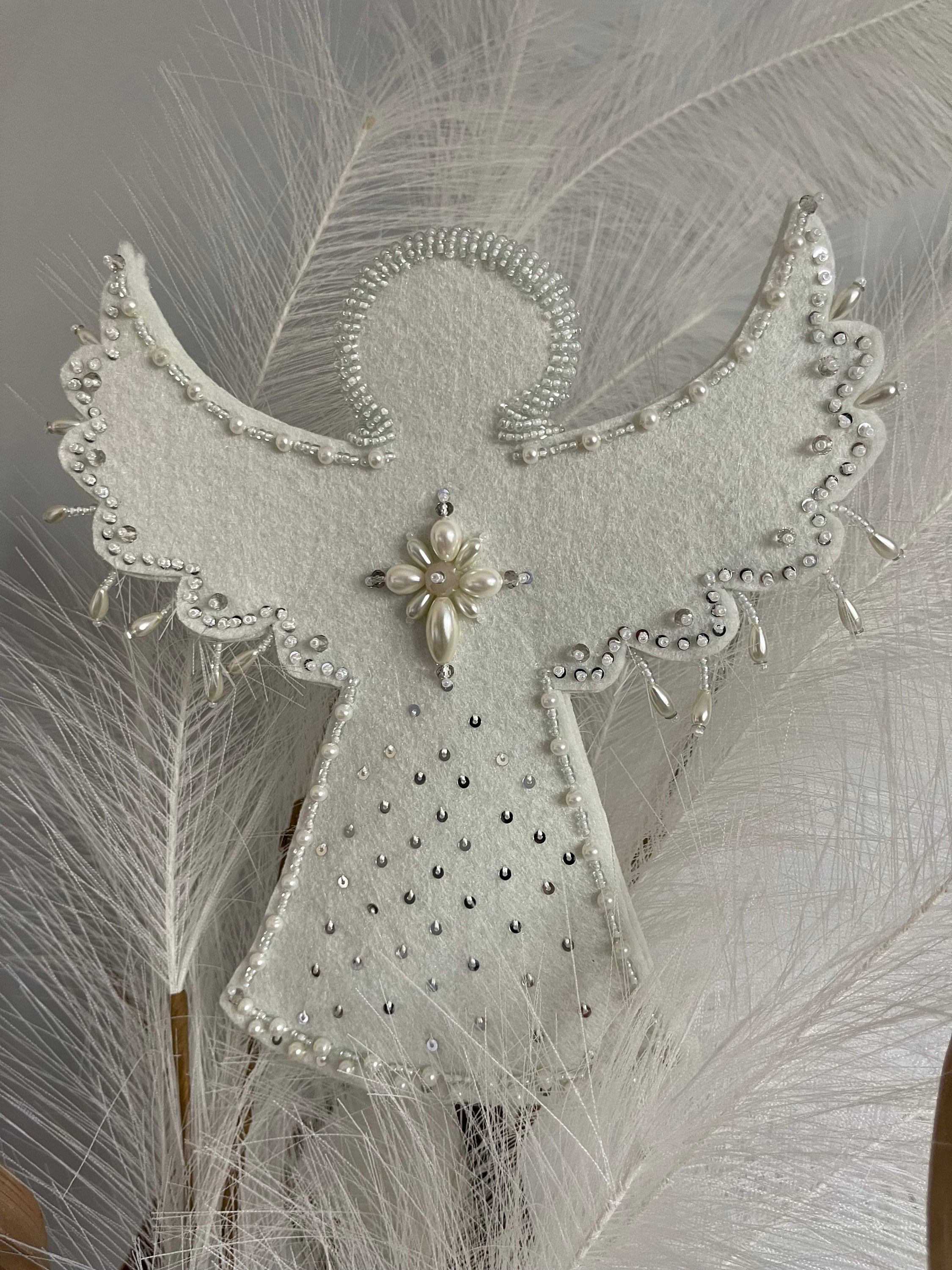 Archangel Gabriel Tree Topper Pearls Angel Tree Topper Silver Angel ...