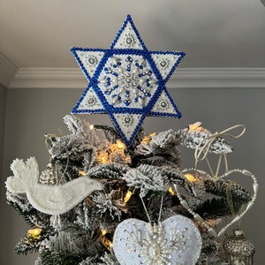 Star of David Beaded Tree Topper; Star of David Wool Felt Ornament; - Etsy