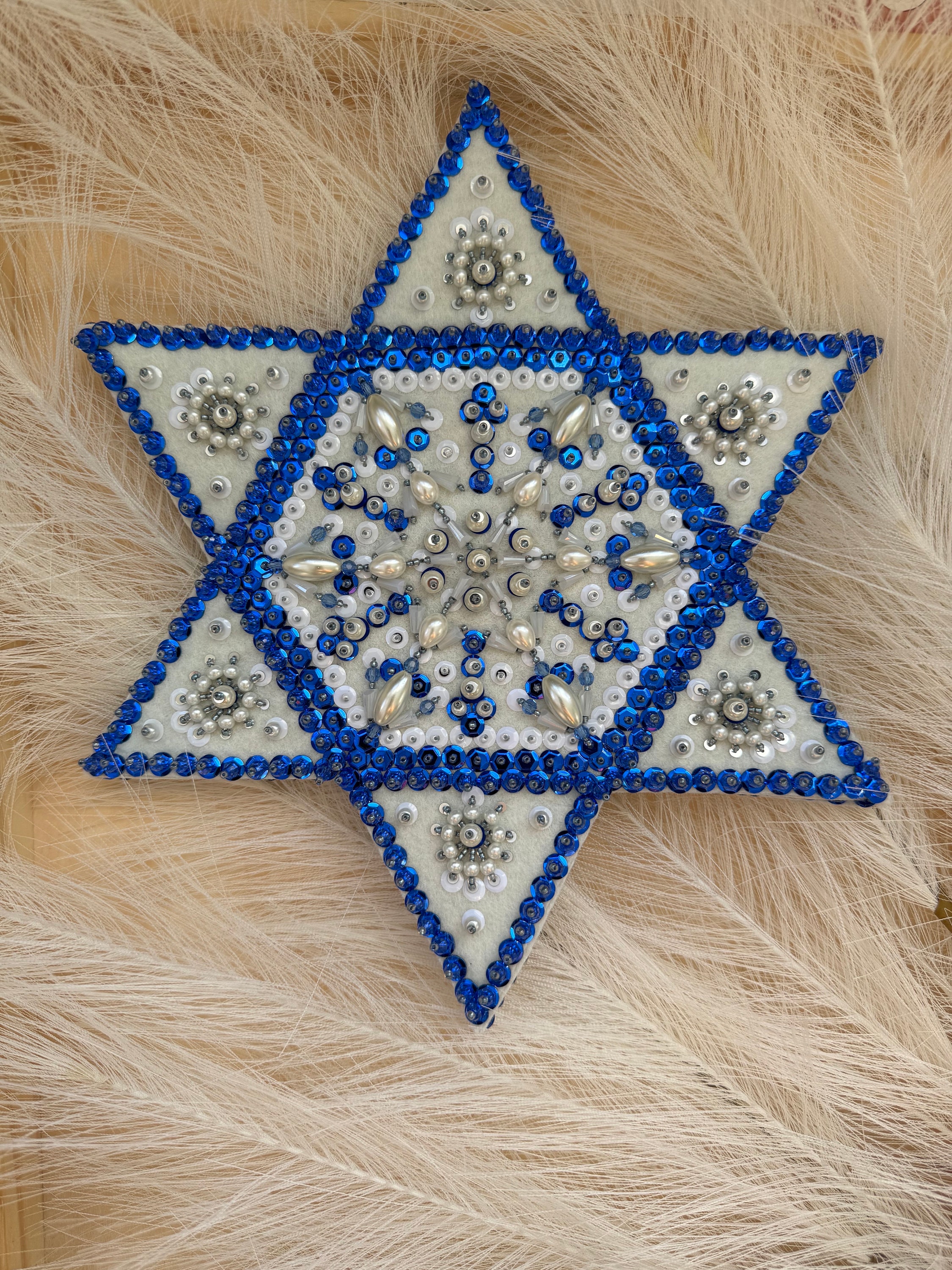 Star of David Beaded Tree Topper; Star of David Wool Felt Ornament; - Etsy