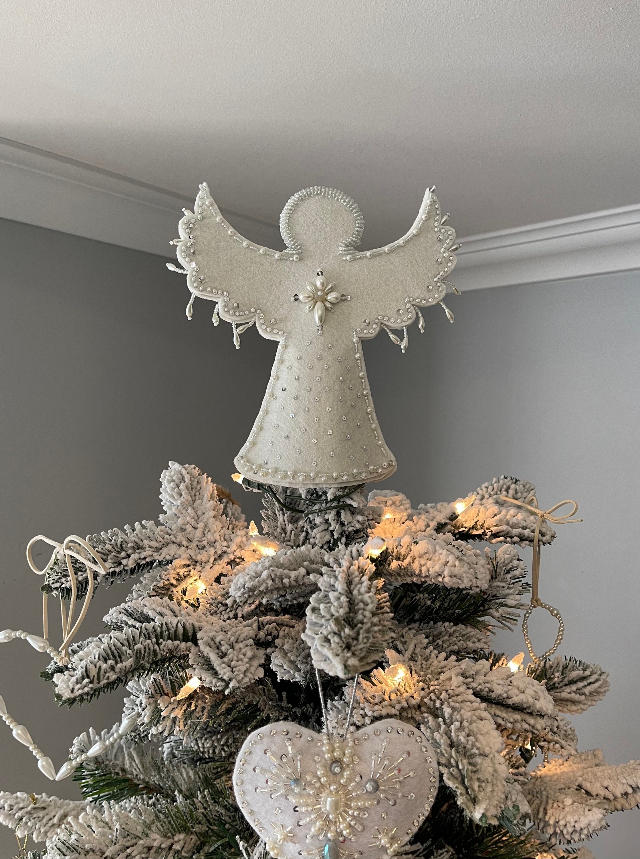 Archangel Gabriel Tree Topper Pearls Angel Tree Topper Silver Angel ...