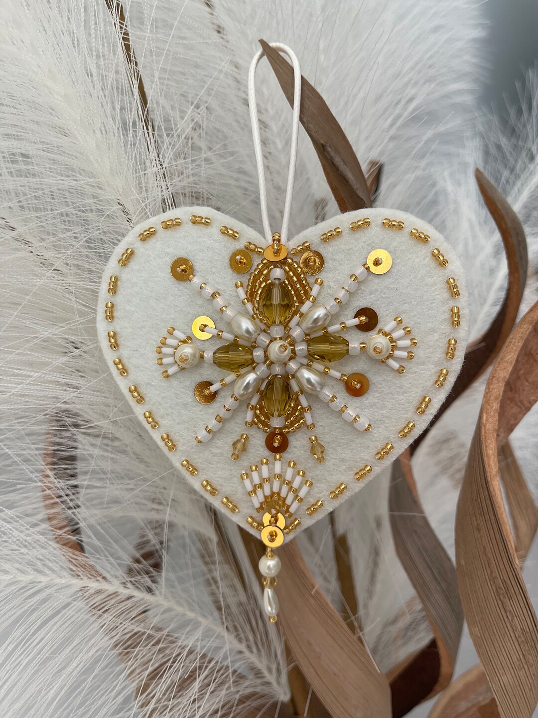 Felt Heart Christmas Tree Ornament;~ Gold Heart; ~ - Etsy