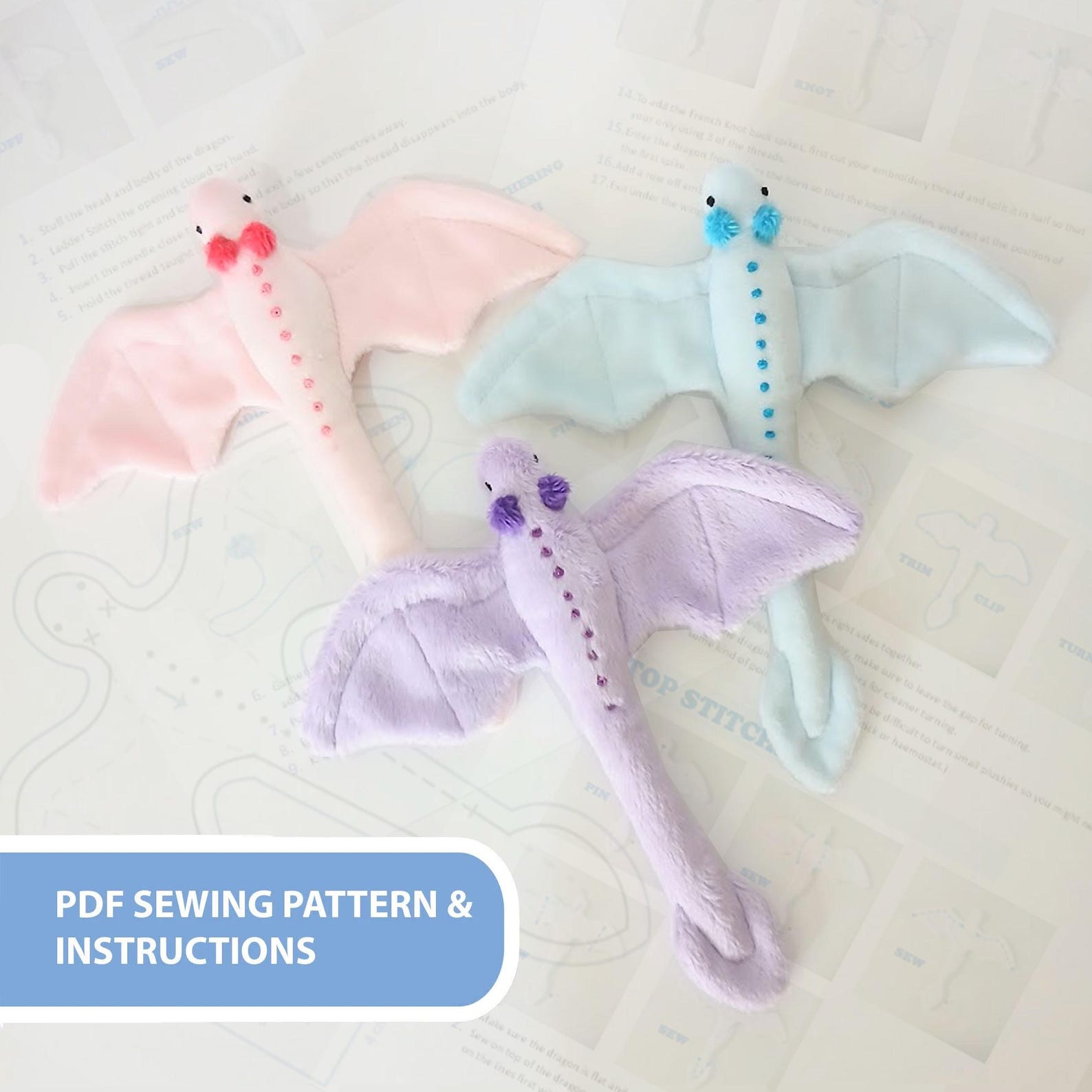 Pocket Dragon Plushie Pattern and Instructions - Etsy