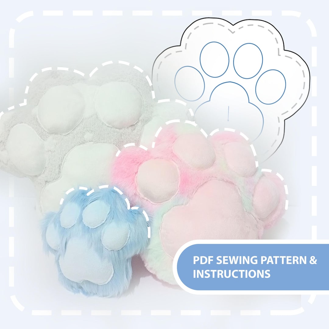 Cat Paw Plush Cushion Sewing Pattern - Etsy