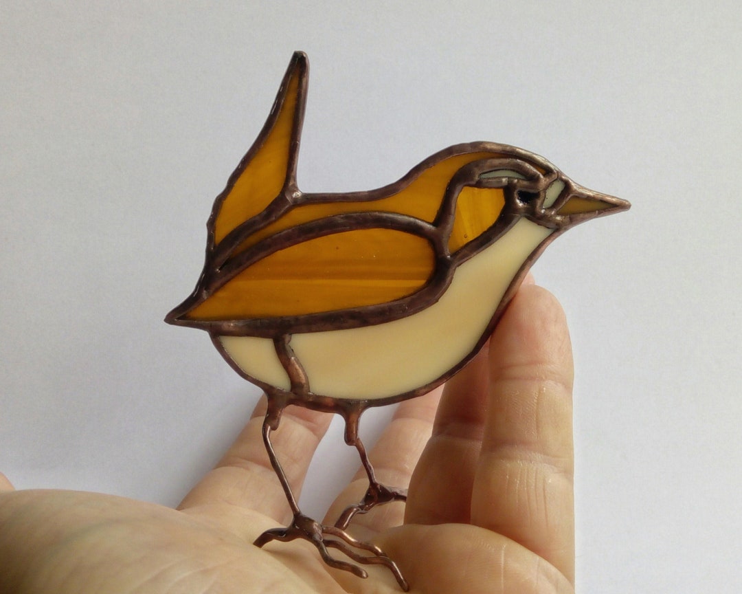 Cottagecore Décor Stained Glass Bird Cute Troglodyte - Etsy