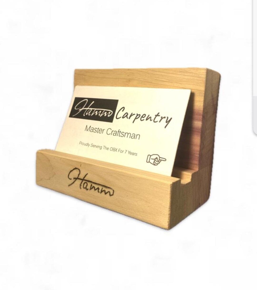 Custom Hand Engraved Logo Business Card Display Aromatic Cedar - Etsy