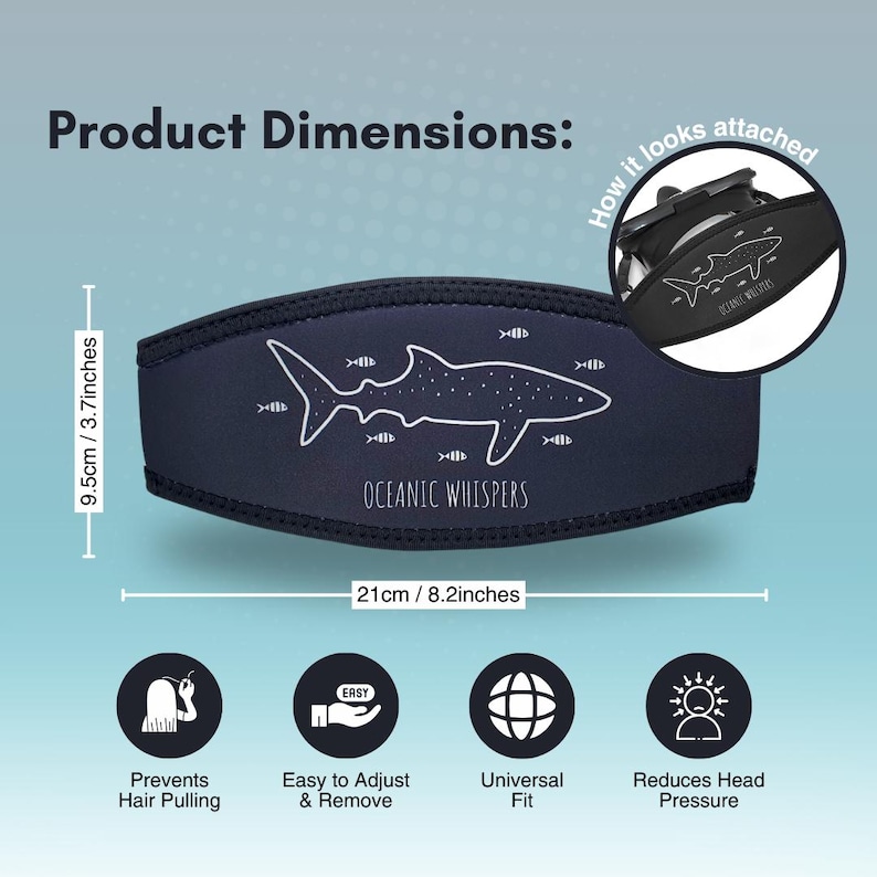 Scuba Dive Mask Strap Cover With Whale Shark Design / Water Sports ...