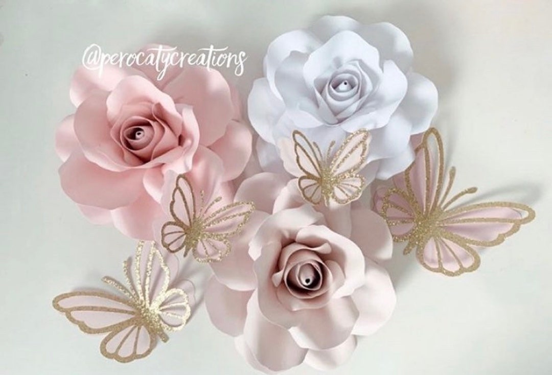6 Inch Paper Roses and Butterflies | Nursery Decor | Nursery ...