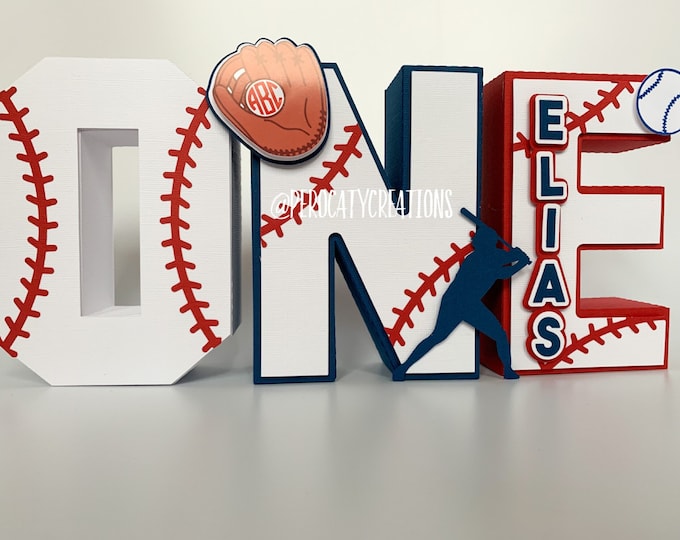 ONE Baseball 3D Letters First Birthday Baseball Theme My Rookie Year ...