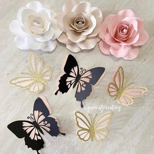 6 Inch Paper Roses and Butterflies | Nursery Decor | Nursery ...