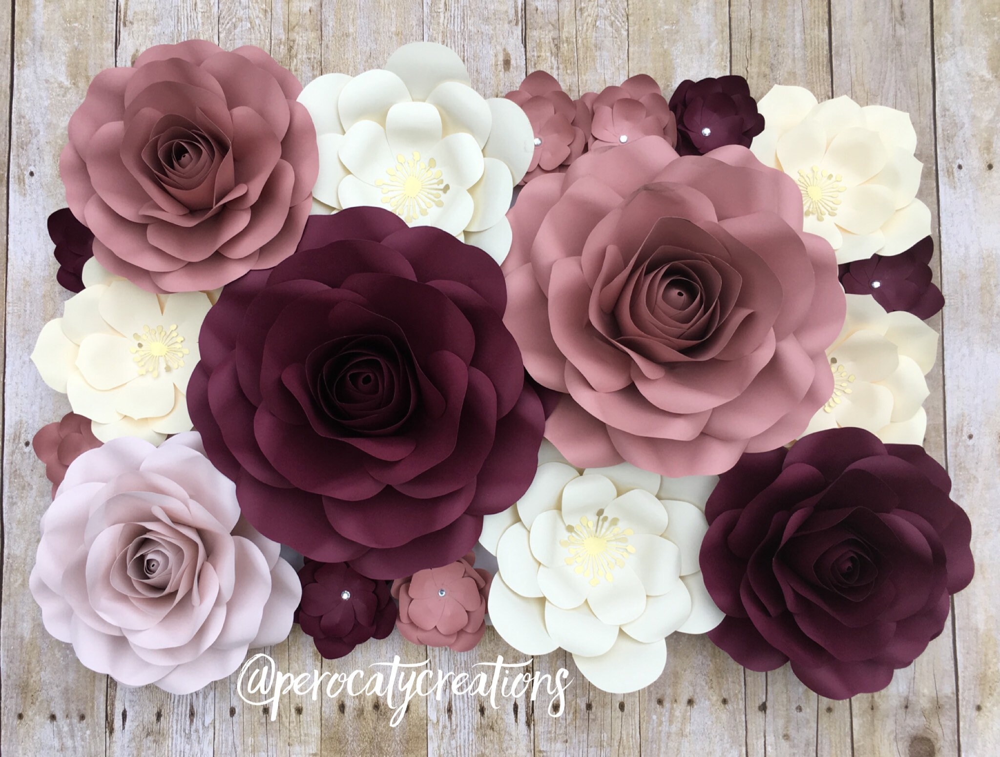 18 Piece Flower Backdrop Burgundy Dusty Rose Ivory Blush | Etsy