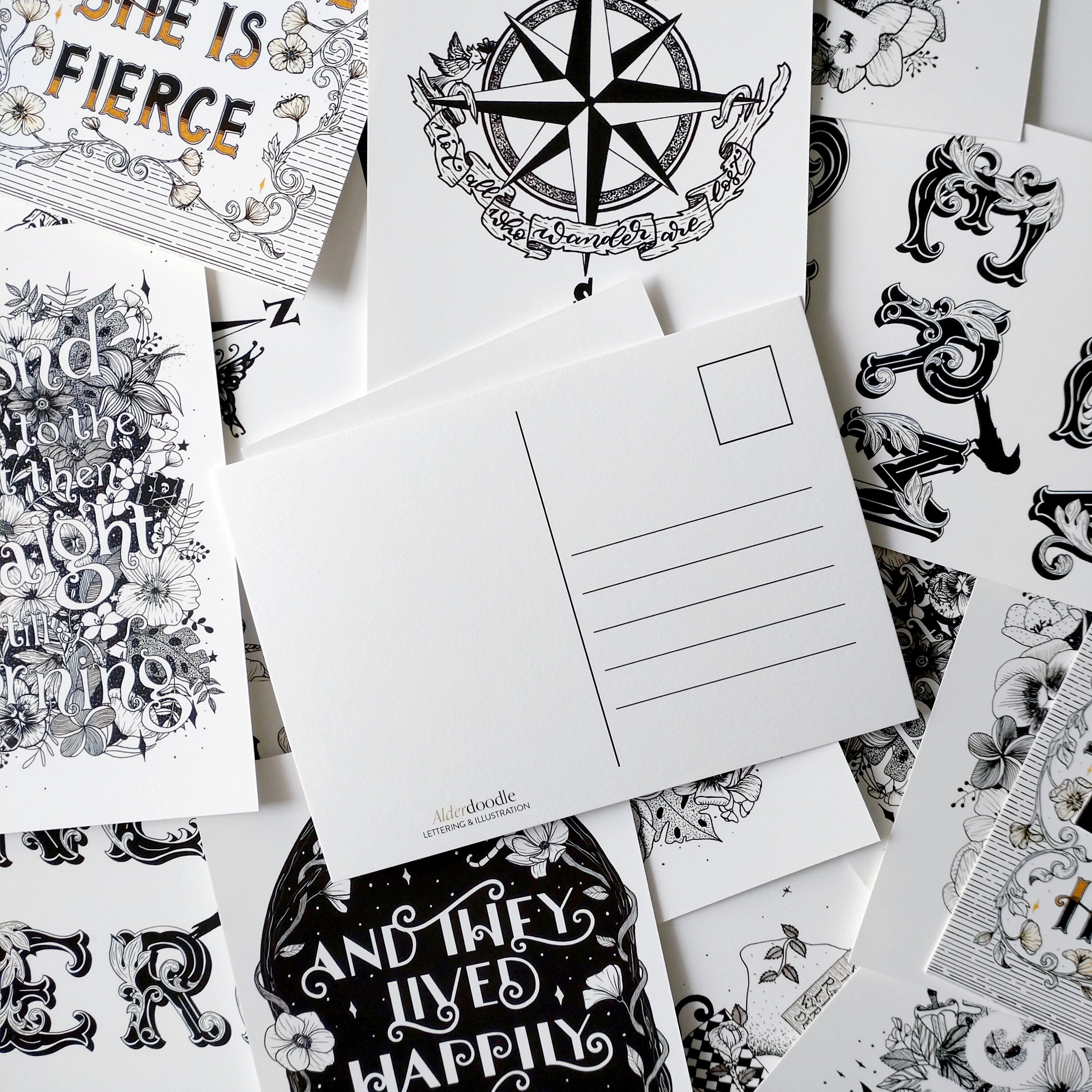 Set of 10 Illustrated Postcards Mini Print Bundle - Etsy