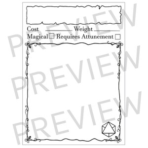 Blank Dnd Item Cards Ttrpg Accessory - Etsy