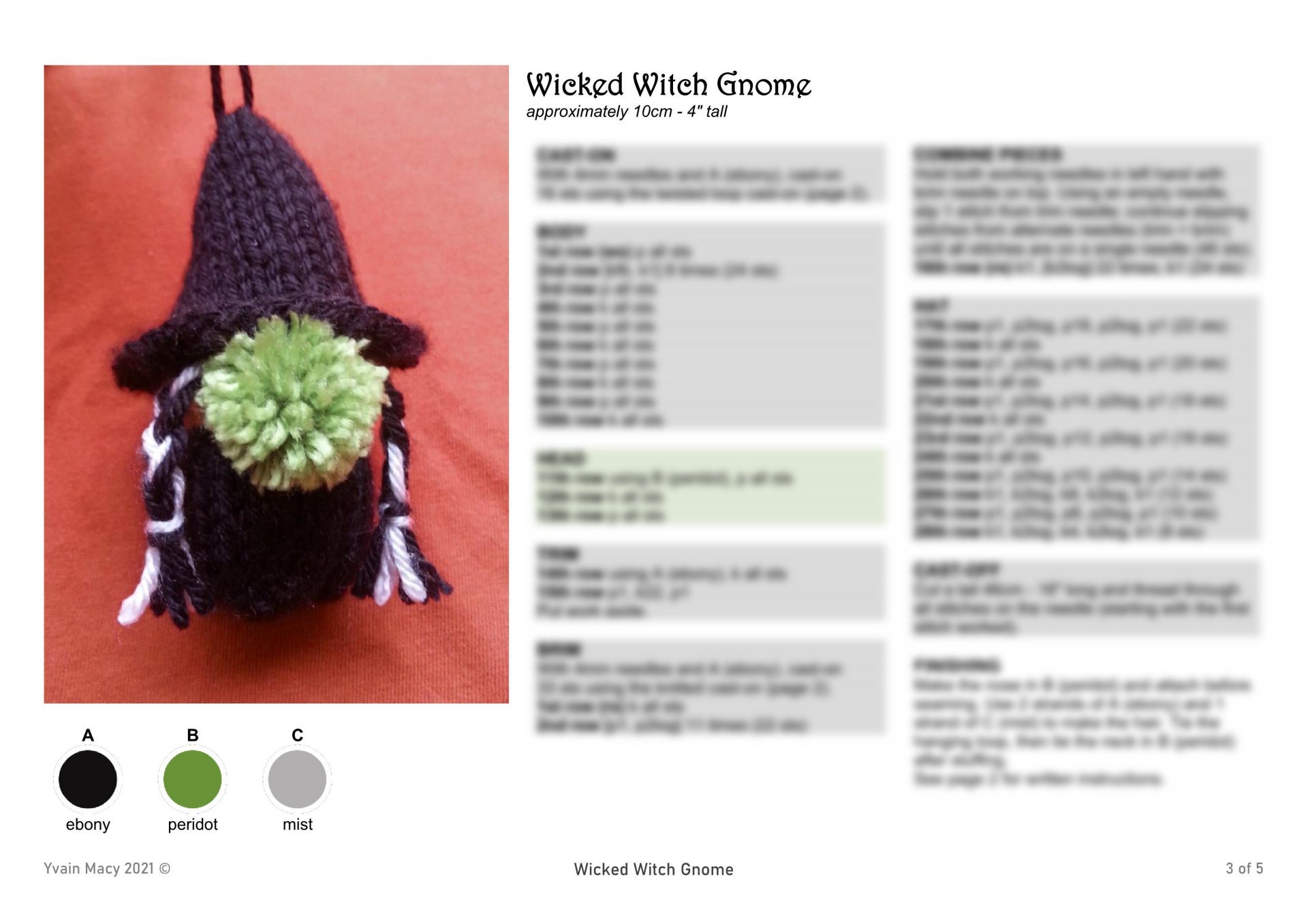 Wicked Witch Gnome Knitting Pattern - Etsy