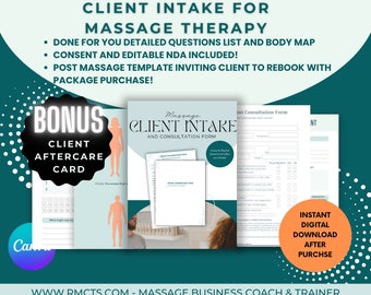 Massage Therapy Client Intake Form - Etsy
