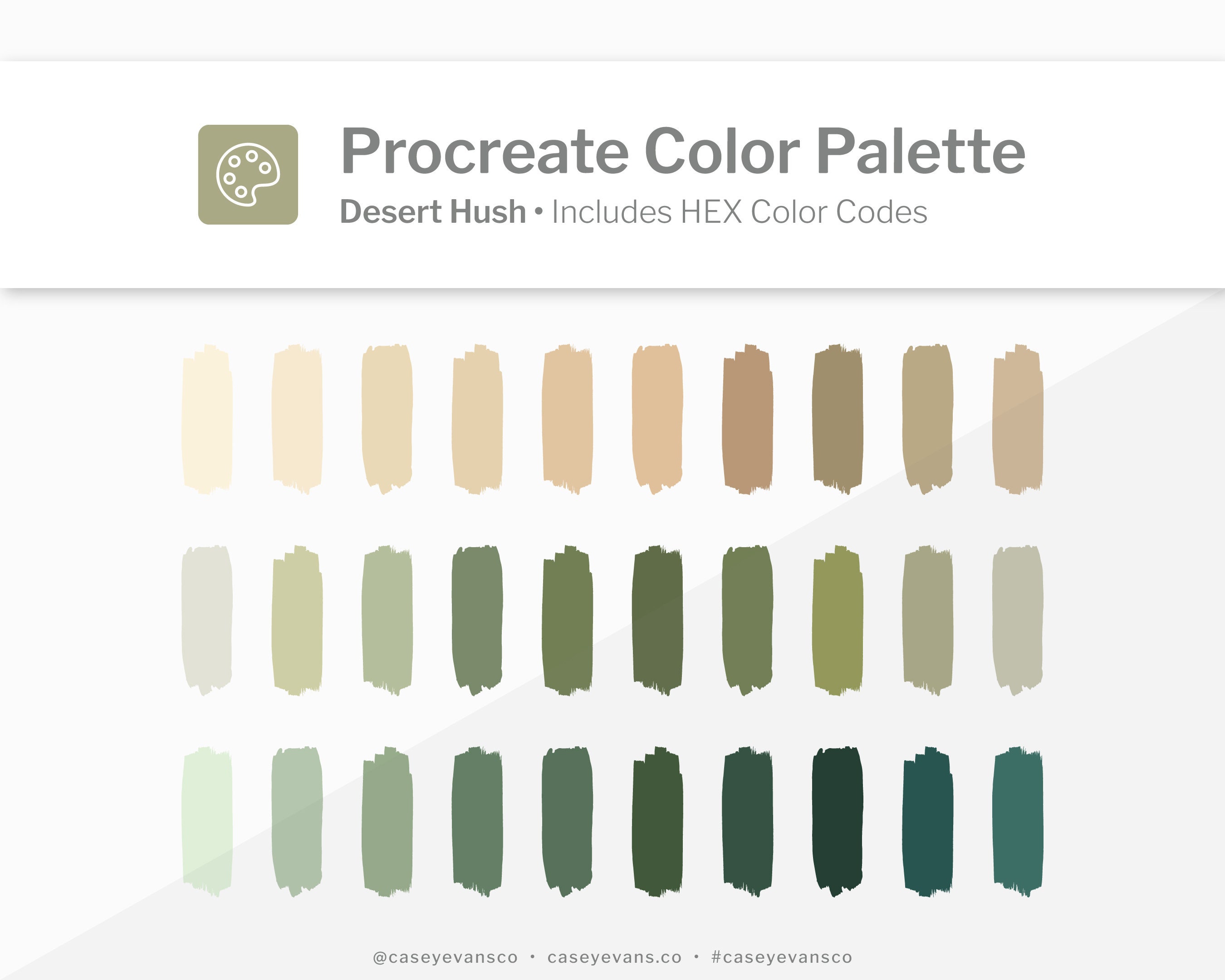 Desert Hush Color Palette for Procreate • 30 Color Swatches • Earthy ...