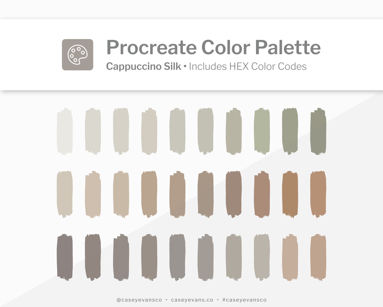 Cappuccino Silk Color Palette for Procreate • 30 Color Swatches ...