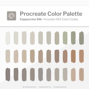 Cappuccino Silk Color Palette for Procreate 30 Color Swatches Neutral ...
