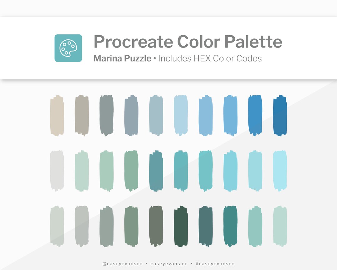 Marina Puzzle Color Palette for Procreate • 30 Color Swatches • Beach ...