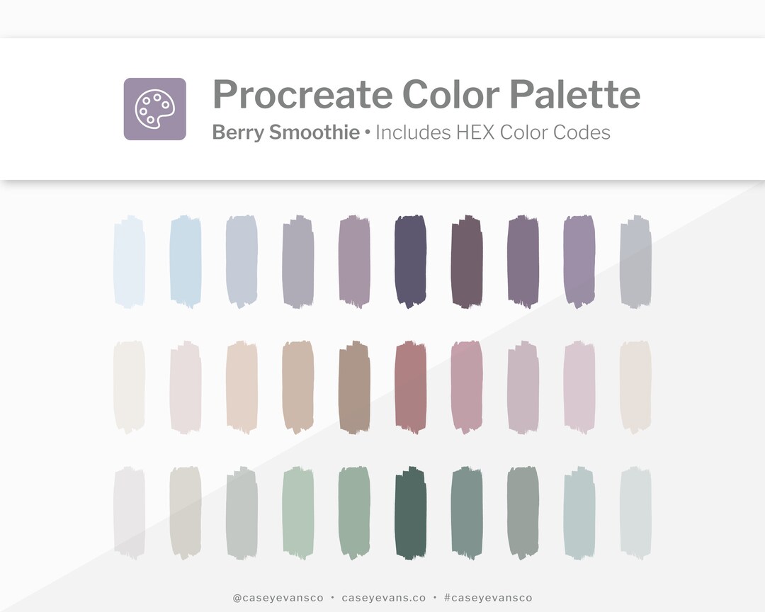 Berry Smoothie Color Palette for Procreate • 30 Color Swatches • Fruity ...