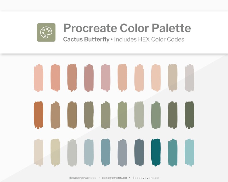 Cactus Butterfly Color Palette for Procreate • 30 Color Swatches ...