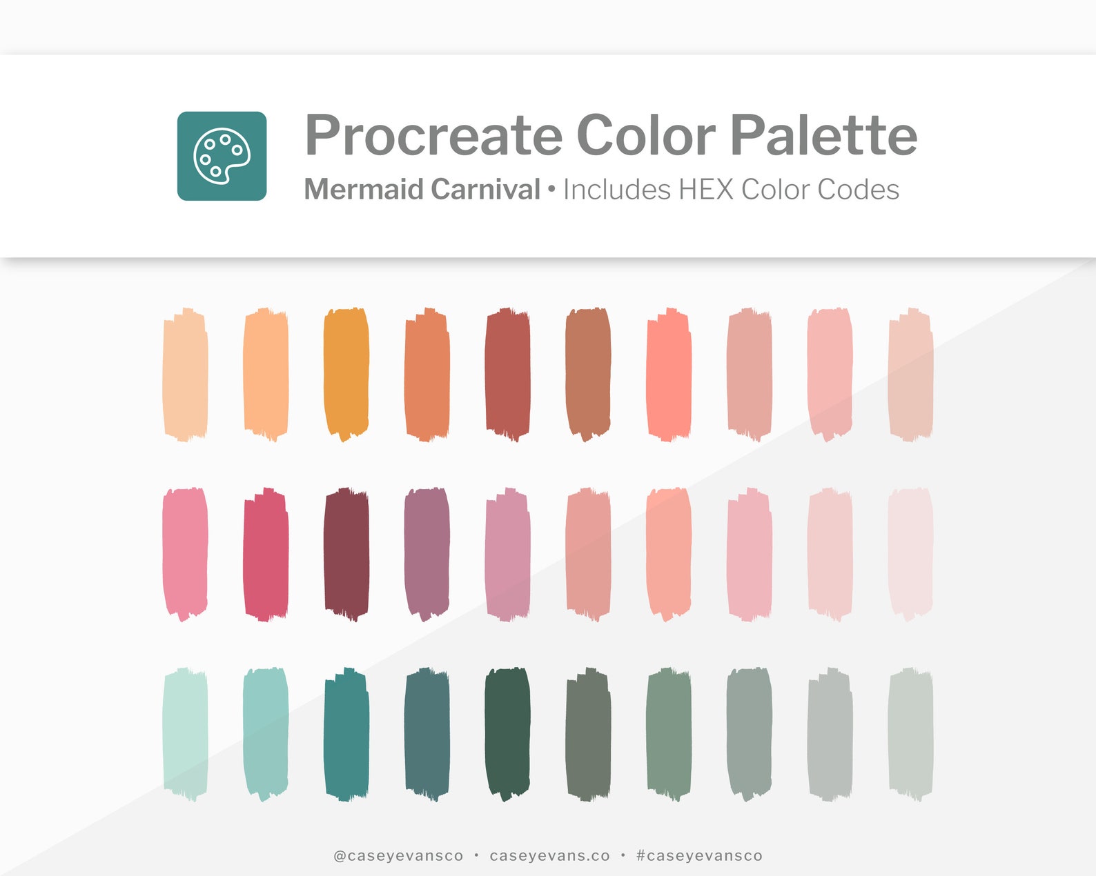 Mermaid Carnival Color Palette for Procreate • 30 Color Swatches ...