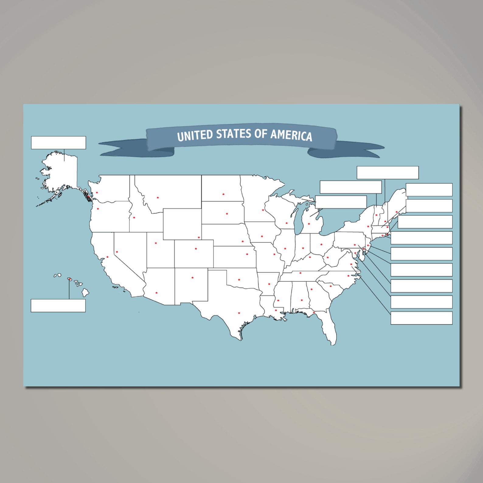 United States Map Placemat Practice Learning States and Capitals Dry ...