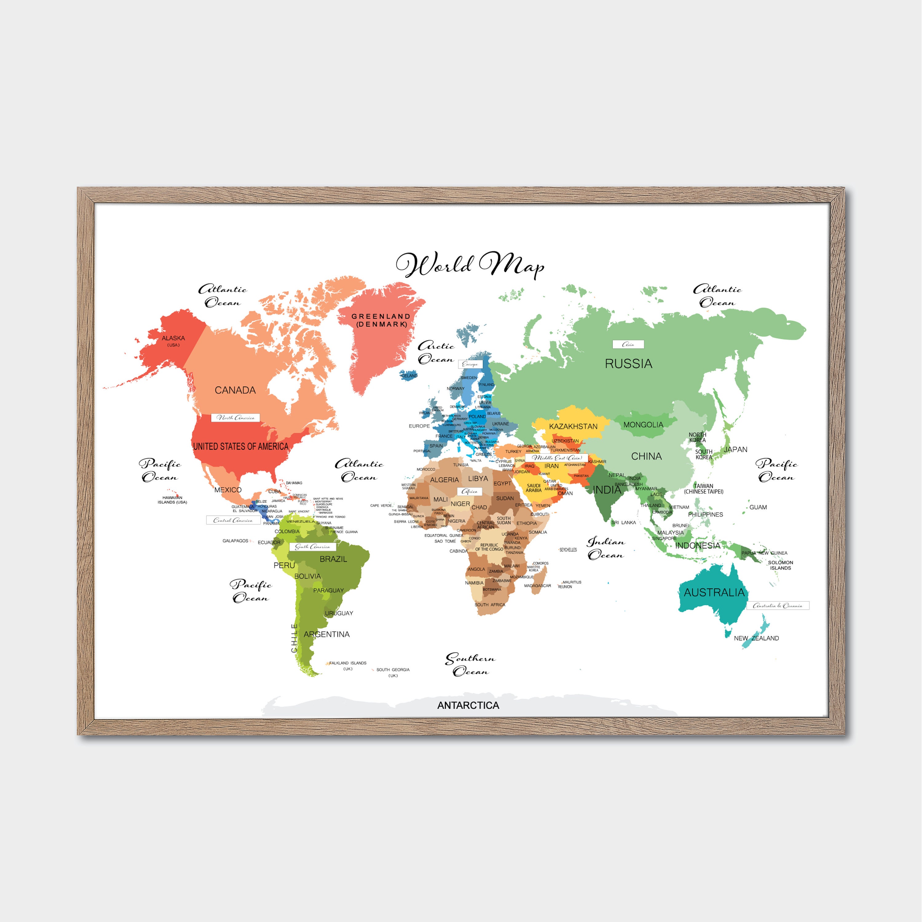 World Map 2022 Continents
