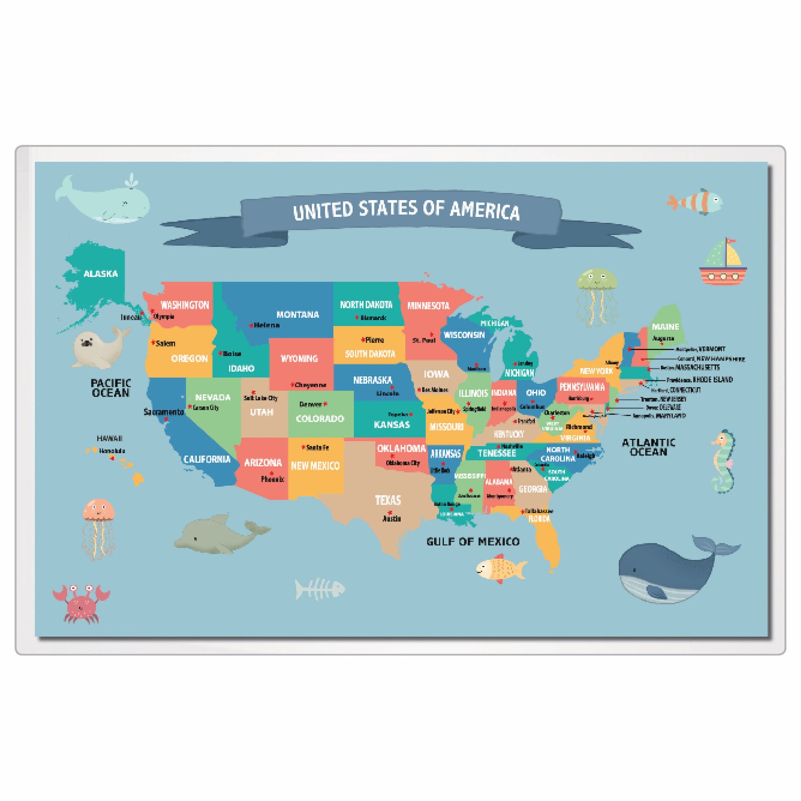 United States Map Placemat Practice Learning States and - Etsy