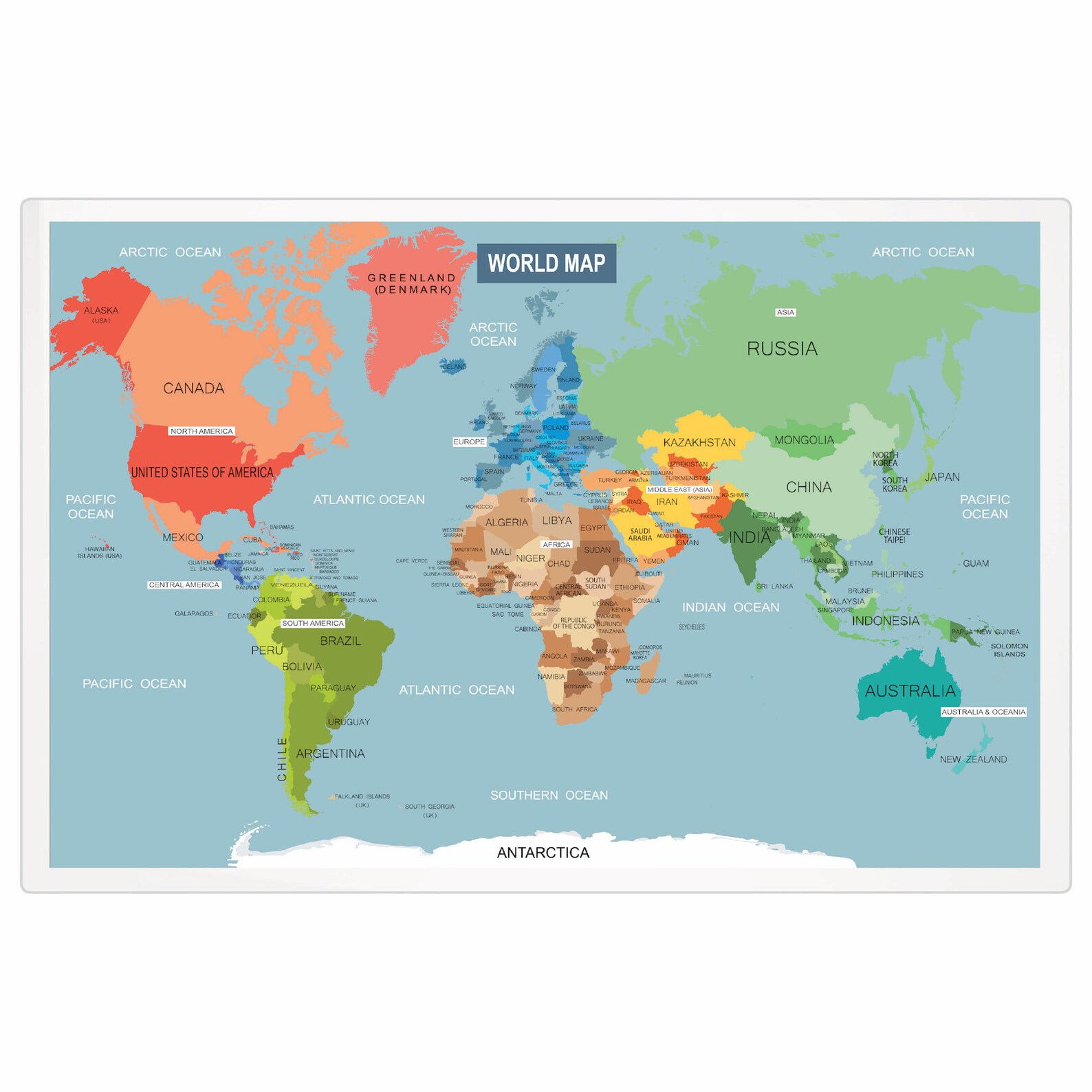 World Map Placemat Practice Learning Continents, Countries, and Oceans ...