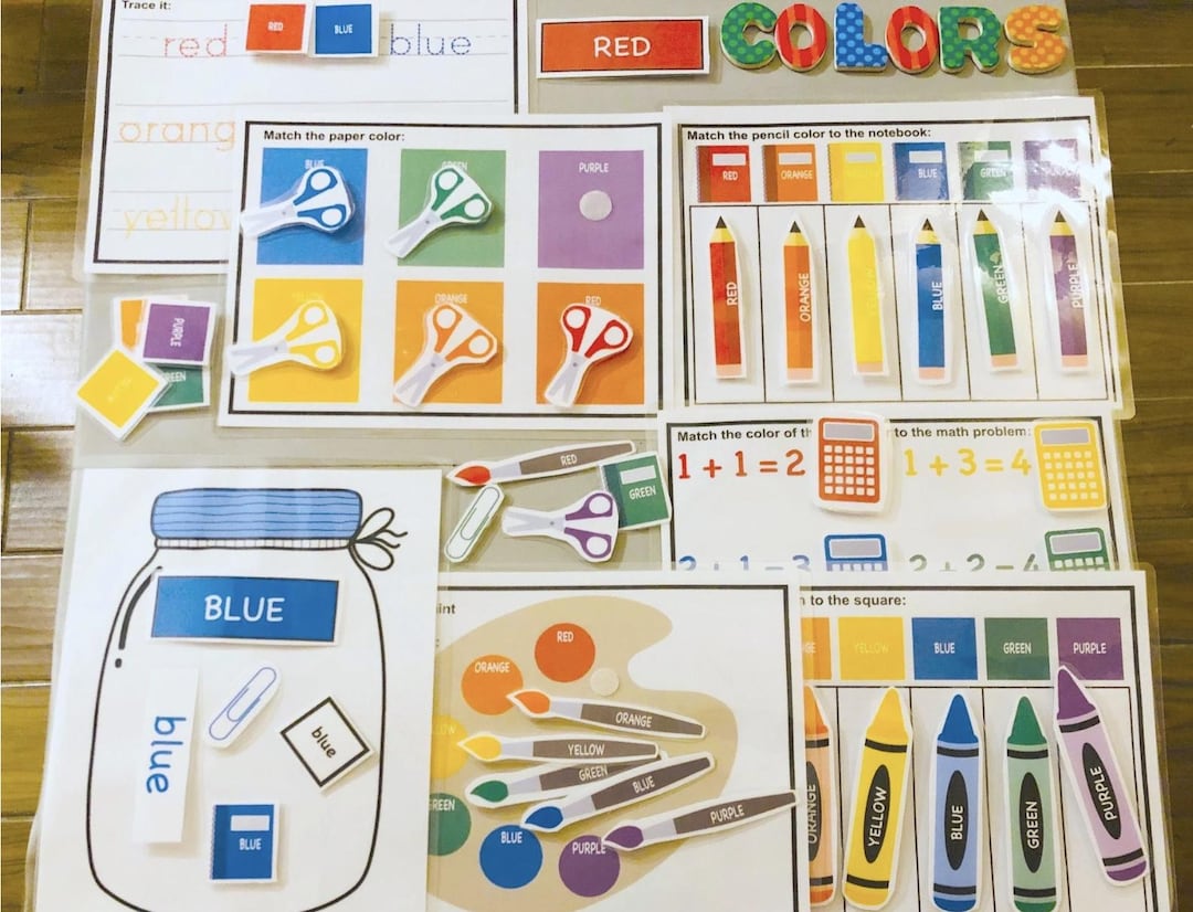 Color Busy Book, Match Colors Mat, Digital Busy Book, Homeschool, Pre-k ...