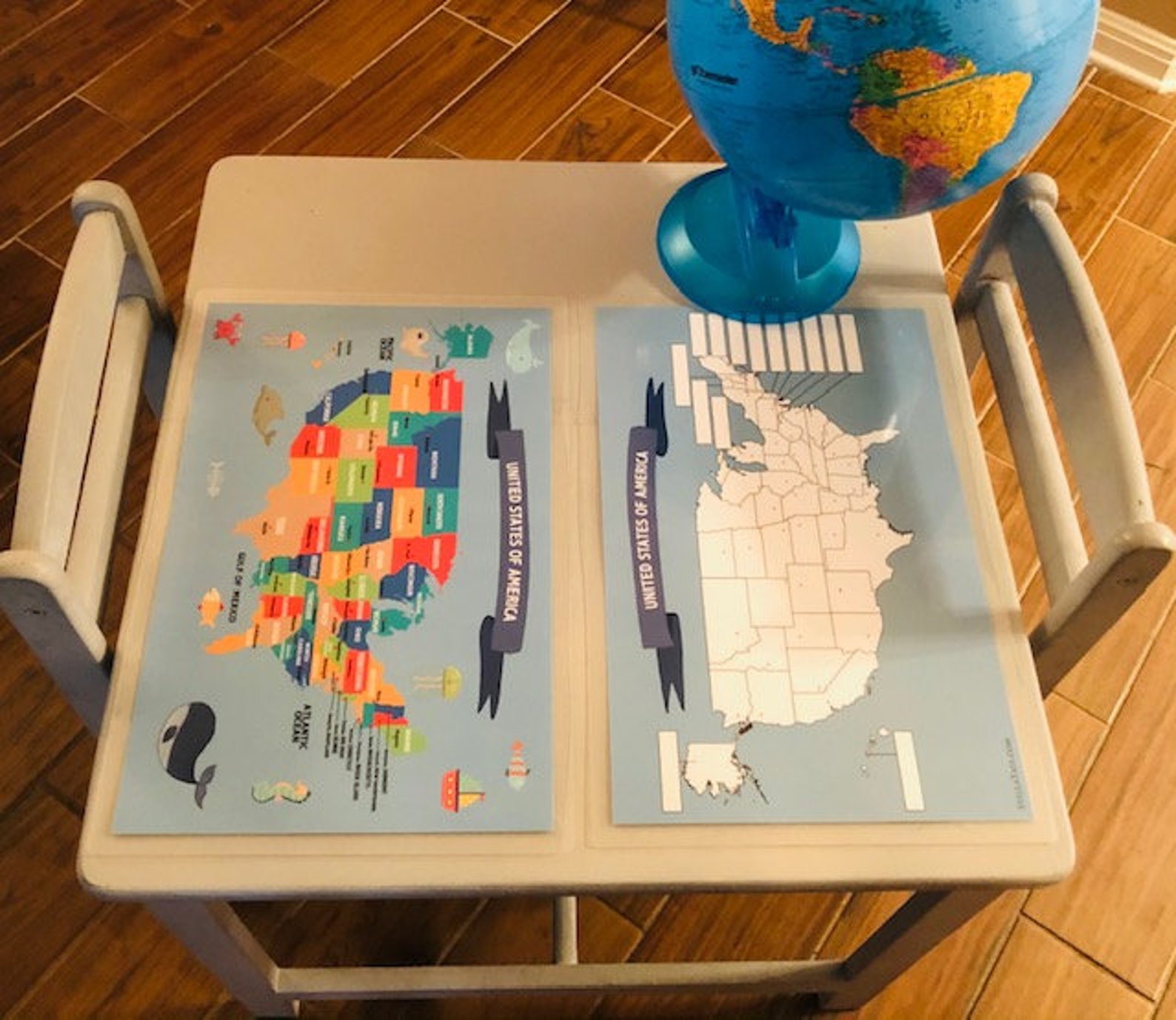 United States Map Placemat Practice Learning States and Capitals Dry ...