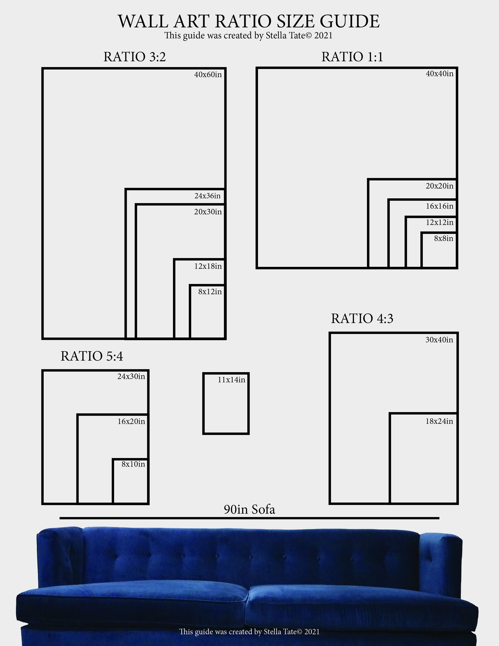 Wall Art Ratio Size Guide, Wall Decor Size Guide, Wall Decor ...