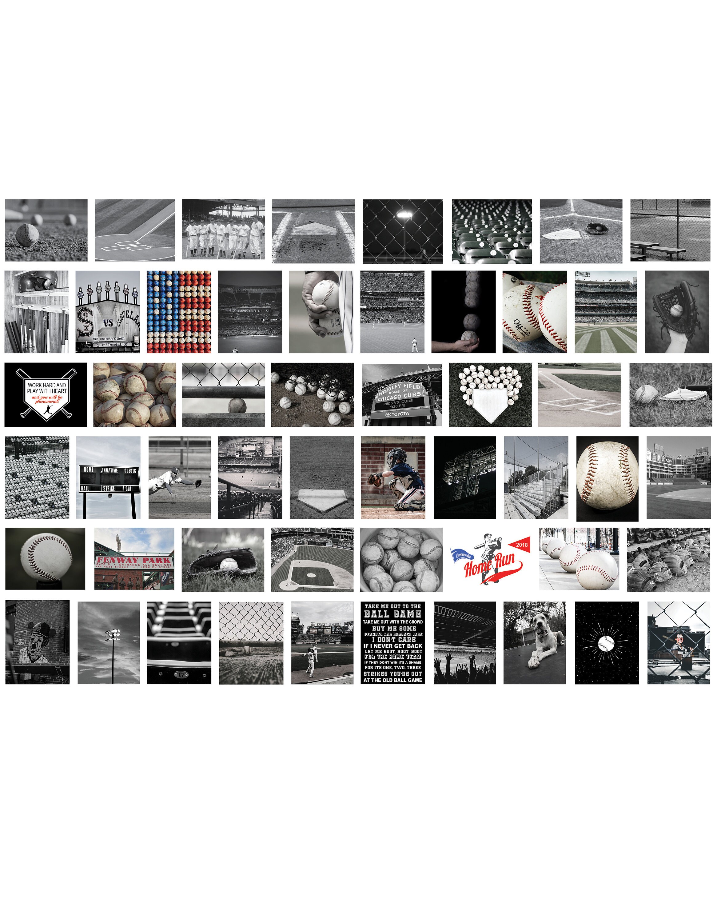 Boy Collage, Baseball Prints, Collage Kit, Baseball Wall Decor, Stadium ...