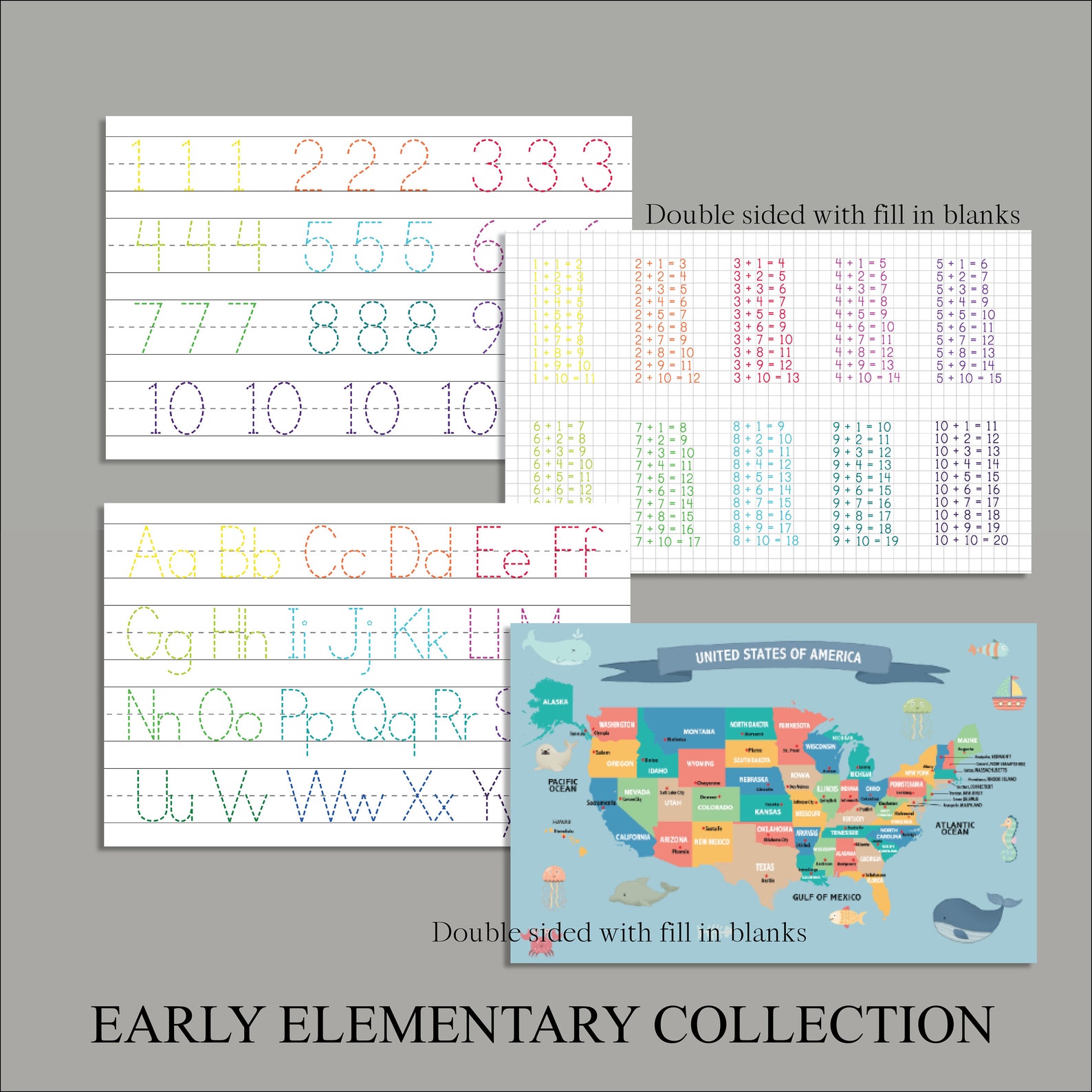 United States Map Placemat Practice Learning States and - Etsy